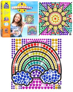 sungemmers window art kit for kids, gem art suncatcher - great 7 6 year old girl birthday gift ideas, & gifts for 4 5 6 7 8 9 10 year old girls & boys - fun arts & crafts for kids ages 6-8 8-12 4-6