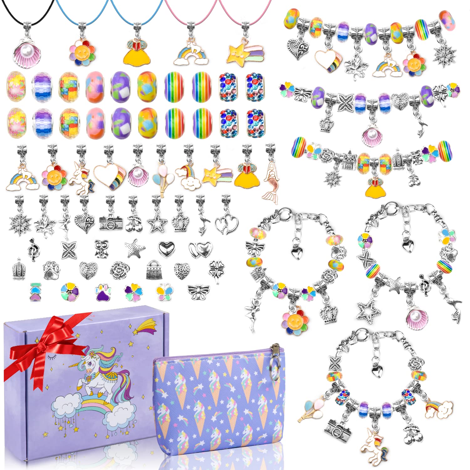 Anicco Jewelry Making Kit for Girls Age 8-12, with Pendant Charms, Bracelets and Necklace for DIY Crafts and Gifts