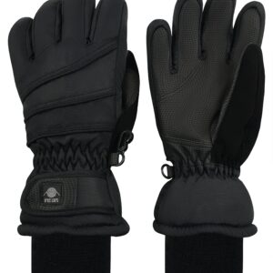 N'Ice Caps Kids Waterproof Winter Thinsulate Warm Gloves (Black, 10-12 Years)