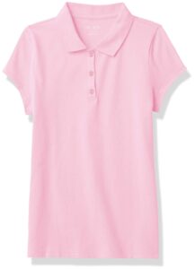 the children's place girls uniform pique polo shirt, sparkle pink, 7 8 us