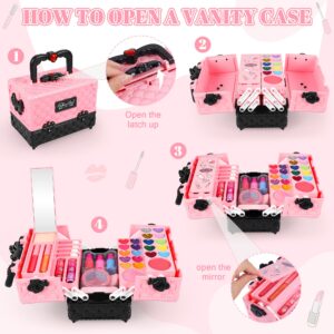 Kids Makeup Kit for Little Girls,44 Pcs Washable Makeup Kit,Kids Real Girls Makeup Kit with Cosmetic Case,Pretend Play Makeup Set Toys Birthday Gifts for 3 4 5 6 7 8-12 Years Old Toddler Girls,Kids