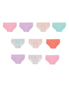 hanes baby girls toddler 10-pack pure comfort underwear, available in and hipster briefs, brief - assorted - 10 pack, 4 5 us