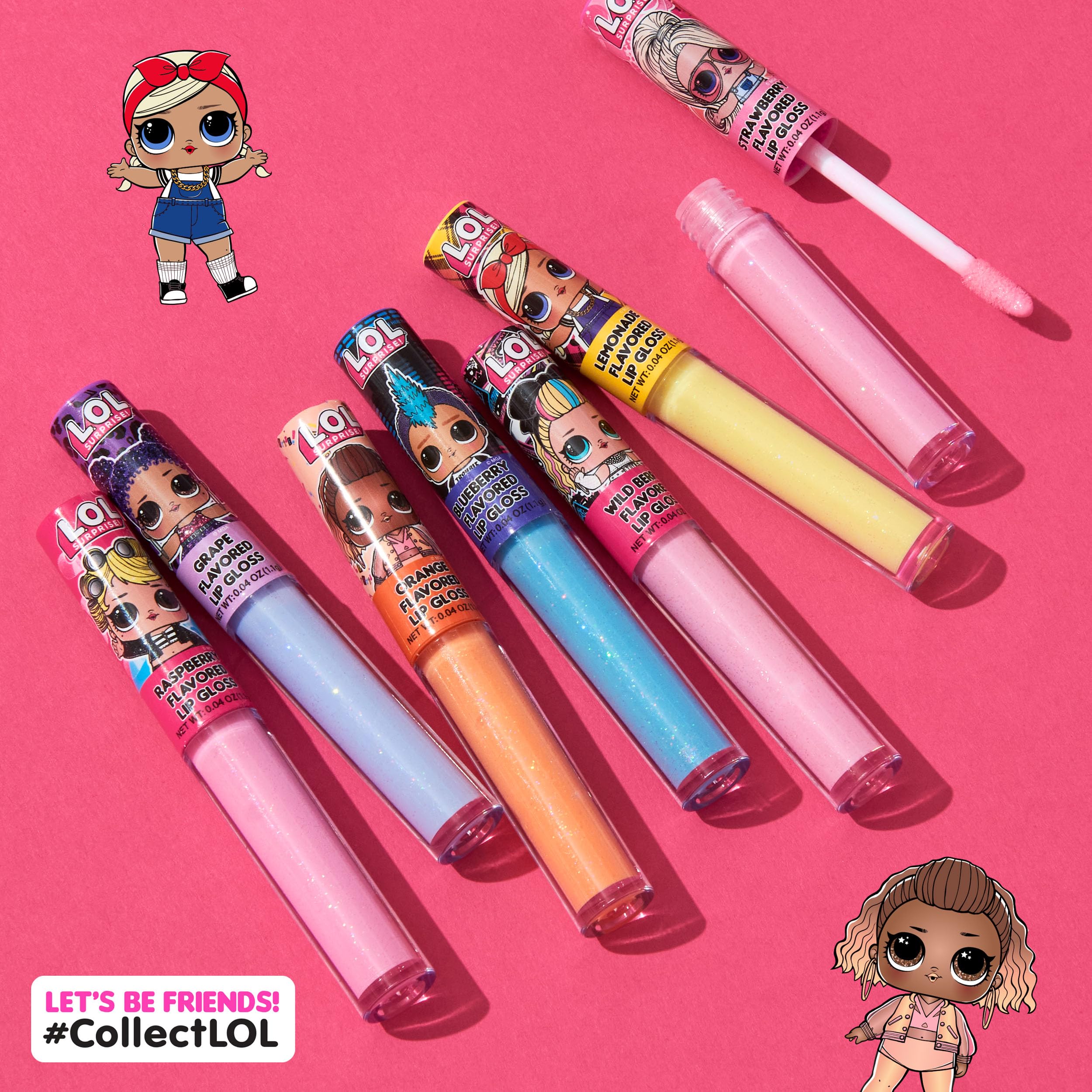 L.O.L Surprise 7-Pack Lip Gloss for Girls, Lol Lip Gloss