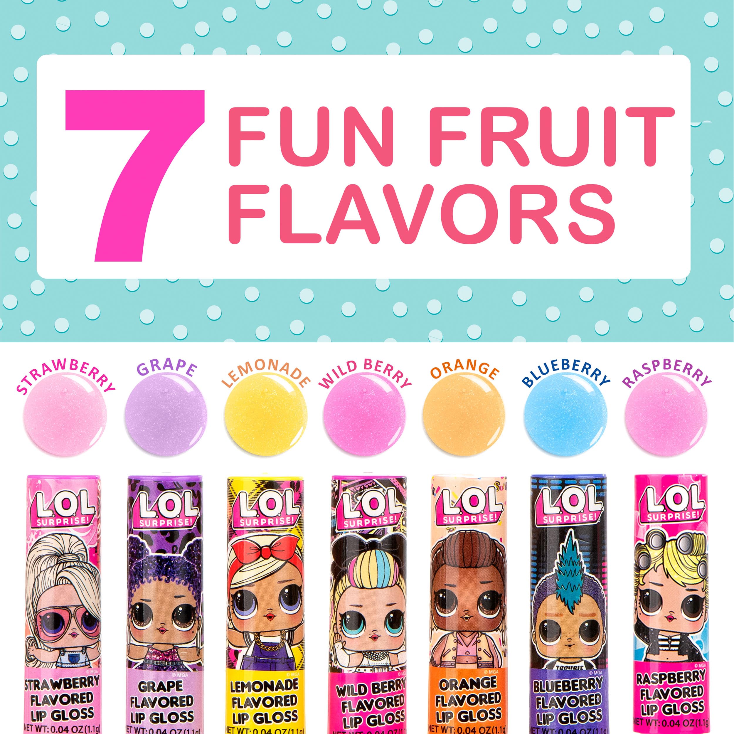 L.O.L Surprise 7-Pack Lip Gloss for Girls, Lol Lip Gloss