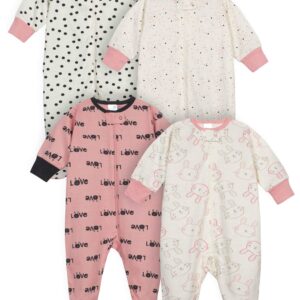 Onesies Brand Baby Girls' 4-Pack Sleep 'N Play Footies Multi Pack, Bunny Pink, 0-3 Months