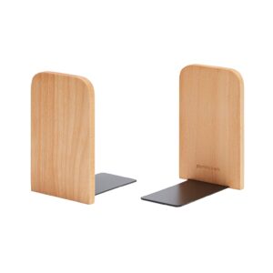 Pandapark Wood Bookends,Non-Skid Bookend for Shelves,Heavy Duty Bookends,Book Stand for Books/CDs,1 Pair