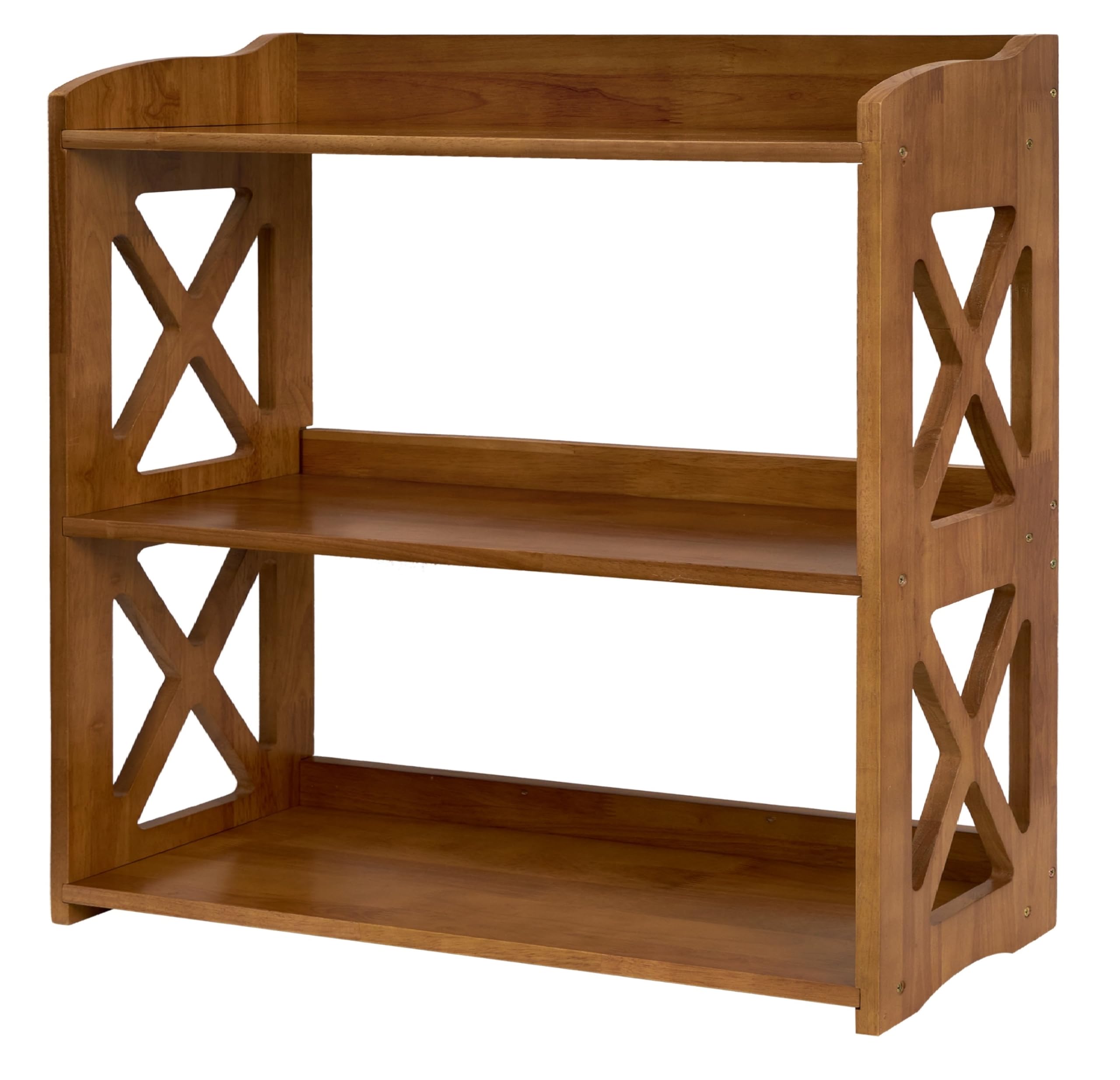 YCICI Bookcase by Natural Wood, 3 Tier Bookshelf, Small Book Shelves Freestanding Display Storage Shelves. Open Bookshelf for Bedroom, Living Room and Office (Brown, 3 Tier)