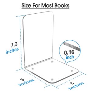 MaxGear Bookends Acrylic Book Ends Clear Book Ends for Shelves Decorative bookends for Shelves Non-Skid Book End Heavy Duty Bookend Book Holders for Shelves Book Stoppers (1 Pair/2 Pieces, Large)