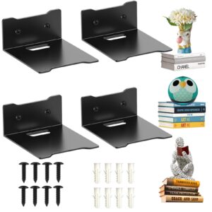 invisible floating bookshelves wall mounted, heavy-duty book organizers, metal shelves storage book organizers, floating book shelf wall ledge shelves for home office classroom library 4-pack large