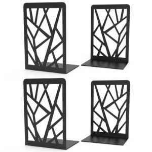 book ends, bookends for shelves, home decorative bookends for heavy books, non-skid book holders for shelves, metal book end bookend for home office decor, 7 x 4.7 x 3.5” (2 pairs/ 4 pcs, large)