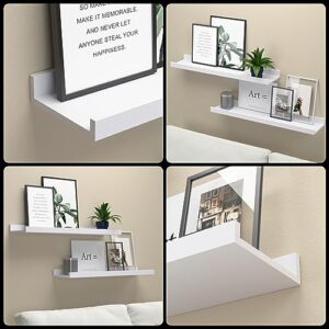 Boswillon 24 Inches Long Floating Shelves Wall Mounted, 2 Set Modern White Wall Shelf for Bedroom, Nursery Book Shelf with Lip, Picture Ledge Shelf for Wall Decor Living Room Bathroom Kitchen - White