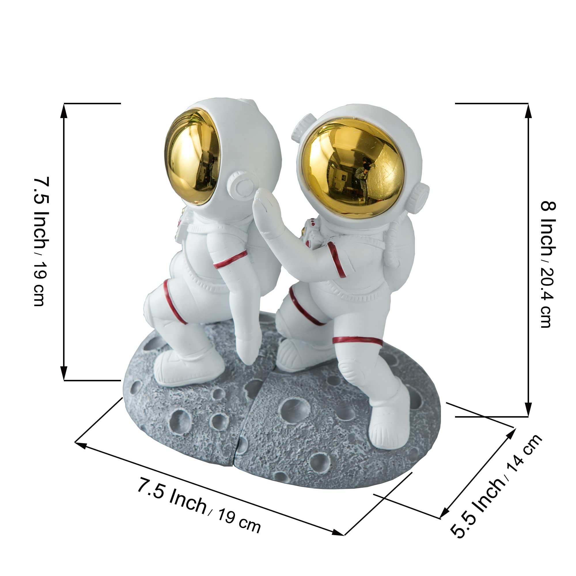 Banllis Space Theme Bookends for Shelves, Astronaut Moon Book Ends for Kids Room, Decorative Planet Book Stoppers to Hold Books Heavy Duty, Unique Boys and Girls Gift (Gray)