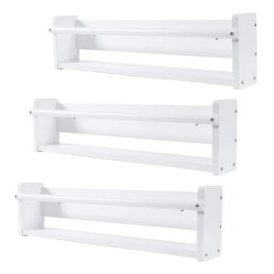 MBYD White Floating Book Shelf for Wall, Nursery Book Shelves, Solid Wooden 24 Inch Wall Mounted Shelves, for Clothing Rack Nursery Toy Decor Set of 3 Same Dimensions