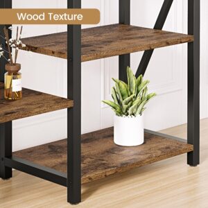 IDEALHOUSE Triple Wide 5 Tier Book shelf, Tall Bookshelf with Open Display Shelves, Industrial Large Bookshelves and Bookcases with Metal Frame for Living Room, Bedroom, Home Office-Rustic Brown