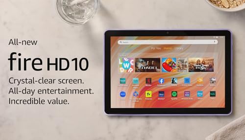 Amazon Fire HD 10 tablet, built for relaxation, 10.1" vibrant Full HD screen, octa-core processor, 3 GB RAM, latest model (2023 release), 32 GB, Lilac