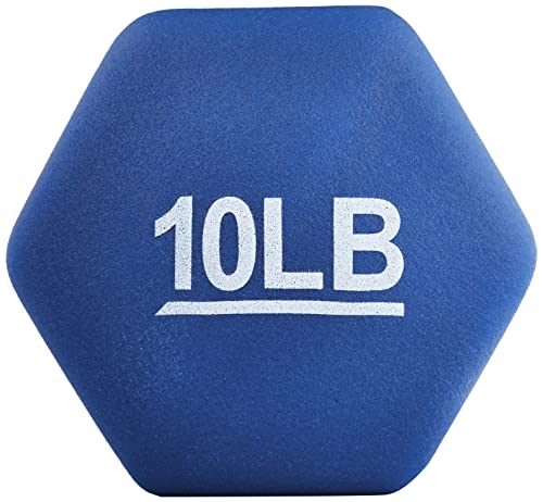 Amazon Basics Neoprene Coated Hexagon Workout Dumbbell Hand Weight, 10 pound, Set of 2, Navy Blue