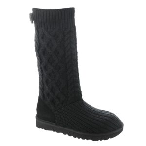 UGG Women's Classic Cardi Cabled Knit Boot, Black, 10