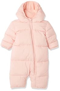 amazon essentials unisex babies' puffer bunting suit, blush, 18 months