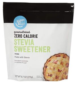 amazon brand - happy belly granulated zero calorie stevia sweetener packet, 9.7 ounce (pack of 1)