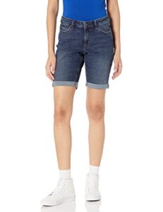 amazon essentials women's 9" denim bermuda shorts, dark denim, 0