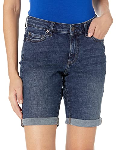 Amazon Essentials Women's 9" Denim Bermuda Shorts, Dark Denim, 0