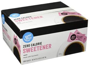 amazon brand - happy belly zero calorie pink saccharin sweetener, powder, packet, 35.2 ounce (pack of 1), (previously sugarly sweet), 1000 count