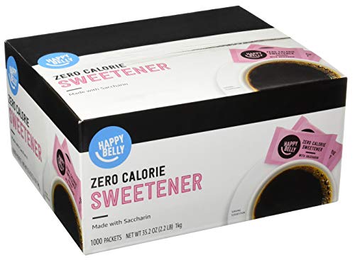 Amazon Brand - Happy Belly Zero Calorie Pink Saccharin Sweetener, Powder, Packet, 35.2 ounce (Pack of 1), (Previously Sugarly Sweet), 1000 Count