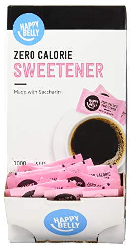 Amazon Brand - Happy Belly Zero Calorie Pink Saccharin Sweetener, Powder, Packet, 35.2 ounce (Pack of 1), (Previously Sugarly Sweet), 1000 Count