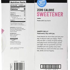 Amazon Brand - Happy Belly Zero Calorie Pink Saccharin Sweetener, Powder, Packet, 35.2 ounce (Pack of 1), (Previously Sugarly Sweet), 1000 Count