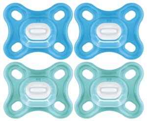 mam comfort baby pacifier, 100% lightweight silicone, 0-3 months, baby boy (pack of 4)