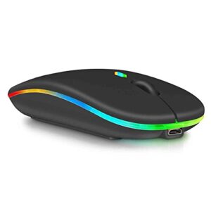 urbanx 2.4ghz & bluetooth mouse rechargeable wireless mouse for amazon fire hd 10/ plus/max 11 & all kindle devices wireless mouse for laptop/pc/mac/ipad pro/tablet/android -rgb led onyx black