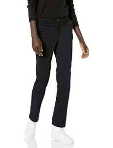 amazon essentials women's classic straight-fit stretch twill chino pant, black, 10