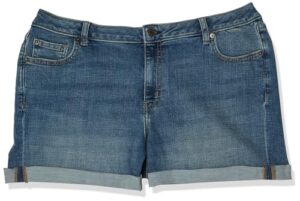 amazon essentials women's 4" denim short, medium wash, 10