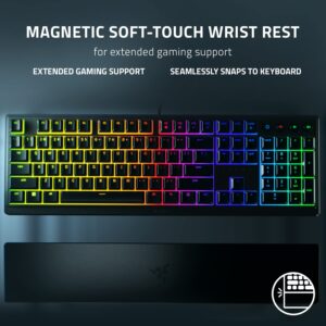 Razer Ornata V3 Gaming Keyboard: Low-Profile Keys - Mecha-Membrane Switches - UV-Coated Keycaps - Backlit Media Keys - 10-Zone RGB Lighting - Spill-Resistant - Magnetic Wrist Wrest - Classic Black