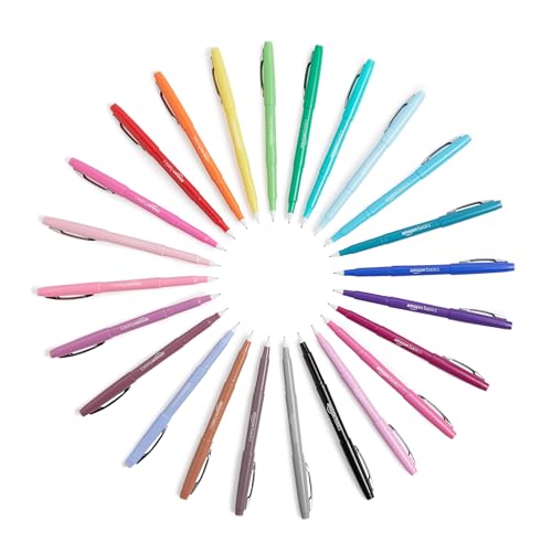 Amazon Basics Felt Tip Marker Pens - Medium Point, Black, 24-Pack