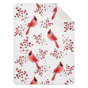 ollabaky cute red birds baby blanket for boys girls cotton throw blanket swaddle blanket for crib stroller nursery receiving blanket infant toddler unisex 30"x40"