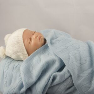 Lucky Bird Cashmere 100% Cashmere Baby Blanket, Sky Blue