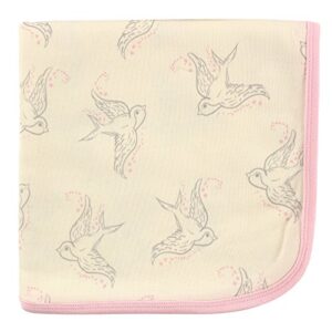 touched by nature unisex baby organic cotton swaddle, receiving and multi-purpose blanket, bird, one size