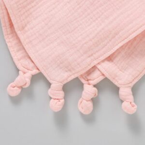 LAWKUL Baby Lovey Organic Cotton Muslin Security Blankets Comfy Lovie Soft Cuddly Lovies Newborn Infants Boy Girls Bunny Pink