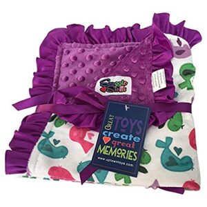 baby girls reversible minky velboa stroller blanket (choose color) (birds/violet)