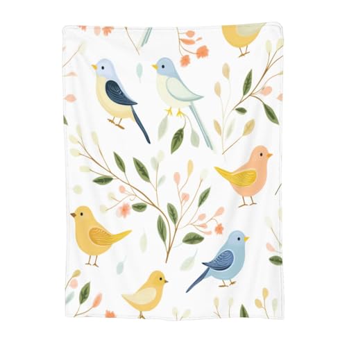 WSYKC Cute Bird Pattern Printed Blanket for All Season Printed Flannel Throw Blanket for Couch Bed,Chair,Sofa,Room,Home Decor 80"X60" Blanket A842