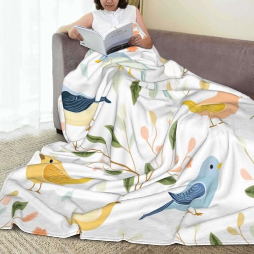 WSYKC Cute Bird Pattern Printed Blanket for All Season Printed Flannel Throw Blanket for Couch Bed,Chair,Sofa,Room,Home Decor 80"X60" Blanket A842