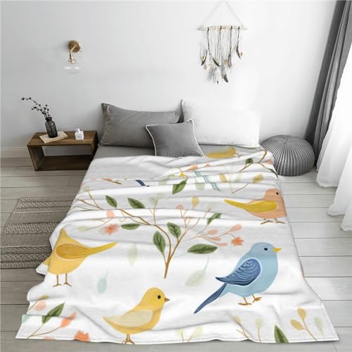 WSYKC Cute Bird Pattern Printed Blanket for All Season Printed Flannel Throw Blanket for Couch Bed,Chair,Sofa,Room,Home Decor 80"X60" Blanket A842