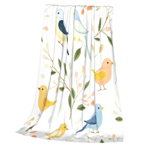 WSYKC Cute Bird Pattern Printed Blanket for All Season Printed Flannel Throw Blanket for Couch Bed,Chair,Sofa,Room,Home Decor 80"X60" Blanket A842