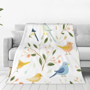 WSYKC Cute Bird Pattern Printed Blanket for All Season Printed Flannel Throw Blanket for Couch Bed,Chair,Sofa,Room,Home Decor 80"X60" Blanket A842