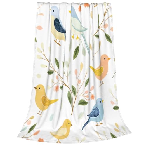 WSYKC Cute Bird Pattern Printed Blanket for All Season Printed Flannel Throw Blanket for Couch Bed,Chair,Sofa,Room,Home Decor 80"X60" Blanket A842