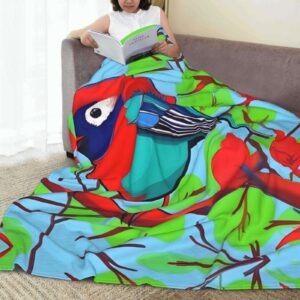 Colorful Birds Printed, Fashion Flannel Bed Blanket, Cozy Blanket Soft and Warm Sofa Blanket, Bedroom Blanket.40 X30