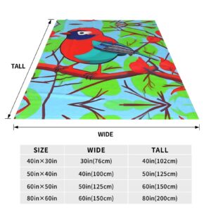 Colorful Birds Printed, Fashion Flannel Bed Blanket, Cozy Blanket Soft and Warm Sofa Blanket, Bedroom Blanket.40 X30