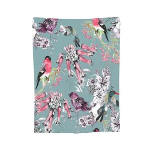 throw blanket 30x40 inch,birds branch flowers blue flannel soft cozy fluffy throw blankets and warm throws for adults in couch sofa bed 40x30 inch