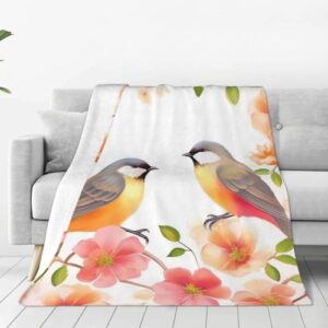 flower and bird print micro fleece blanket throw blanket ultra-soft fuzzy blankets light weight cozy blanket warm plush blanket for home bedroom sofa office 40"x30"